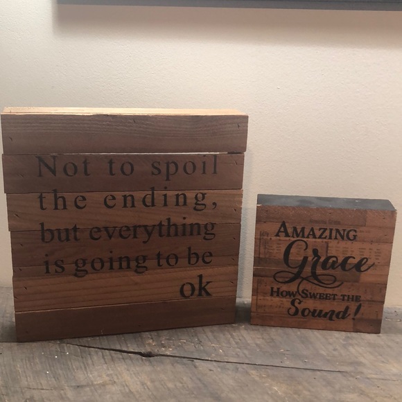 Accents | Rustic Wooden Block Signs Inspirational Amazing Grace And Its ...